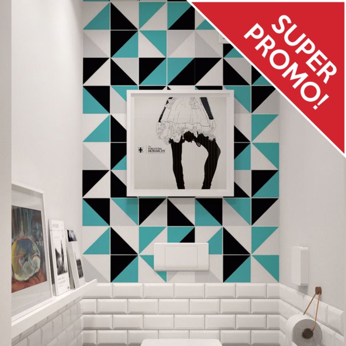 Revestimento de azulejo Triangulos turquesa para decoração tema ...