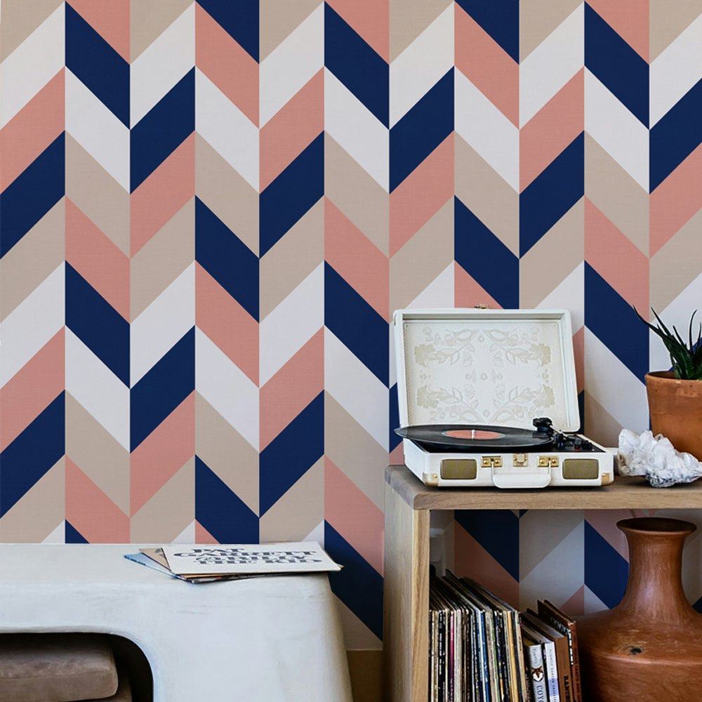 Papel De Parede Rosa Pastel E Azul